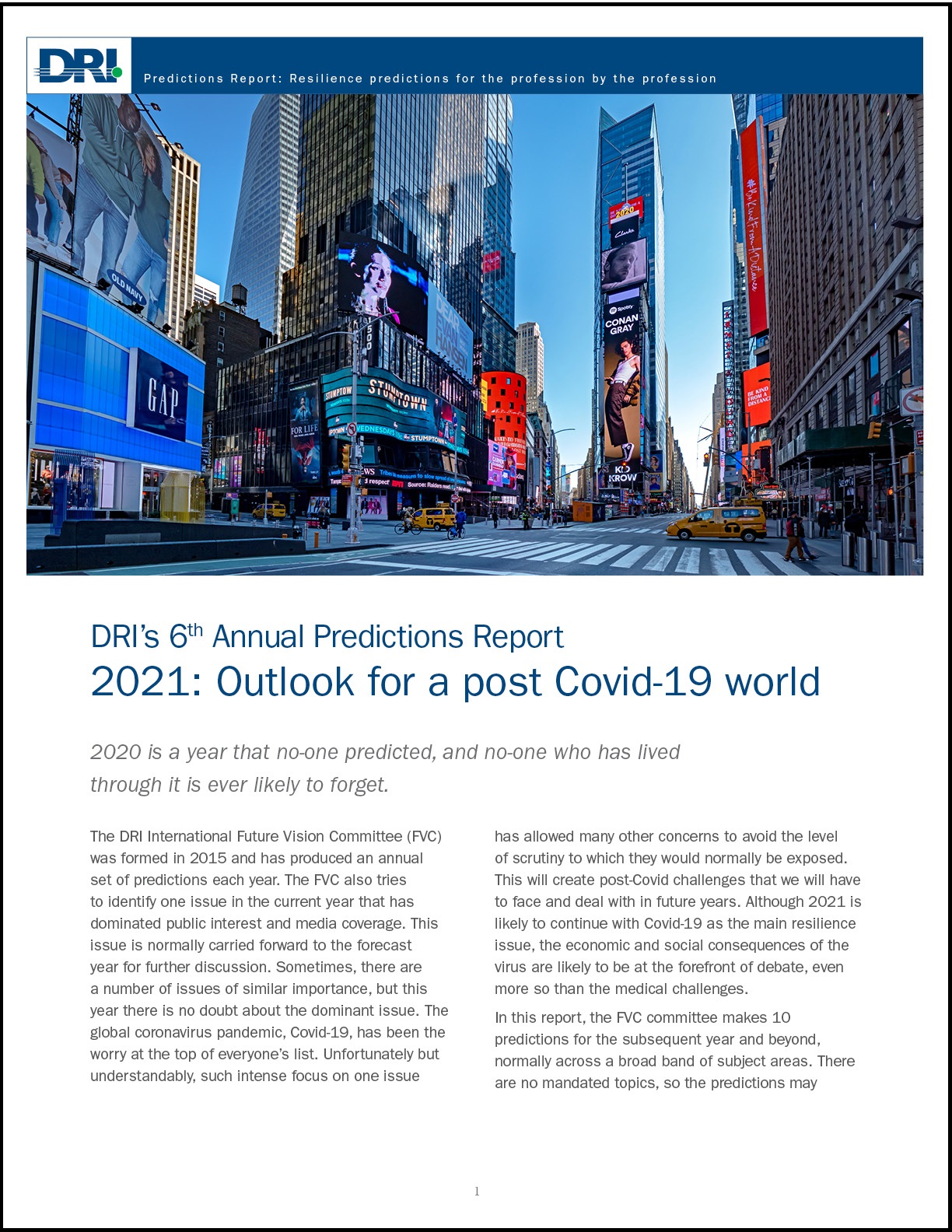 DRI Drive | 2021 Prediction: The Next Pandemic - DRI Drive